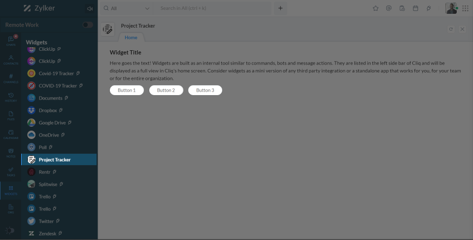 Widget Section Button Element | Cliq