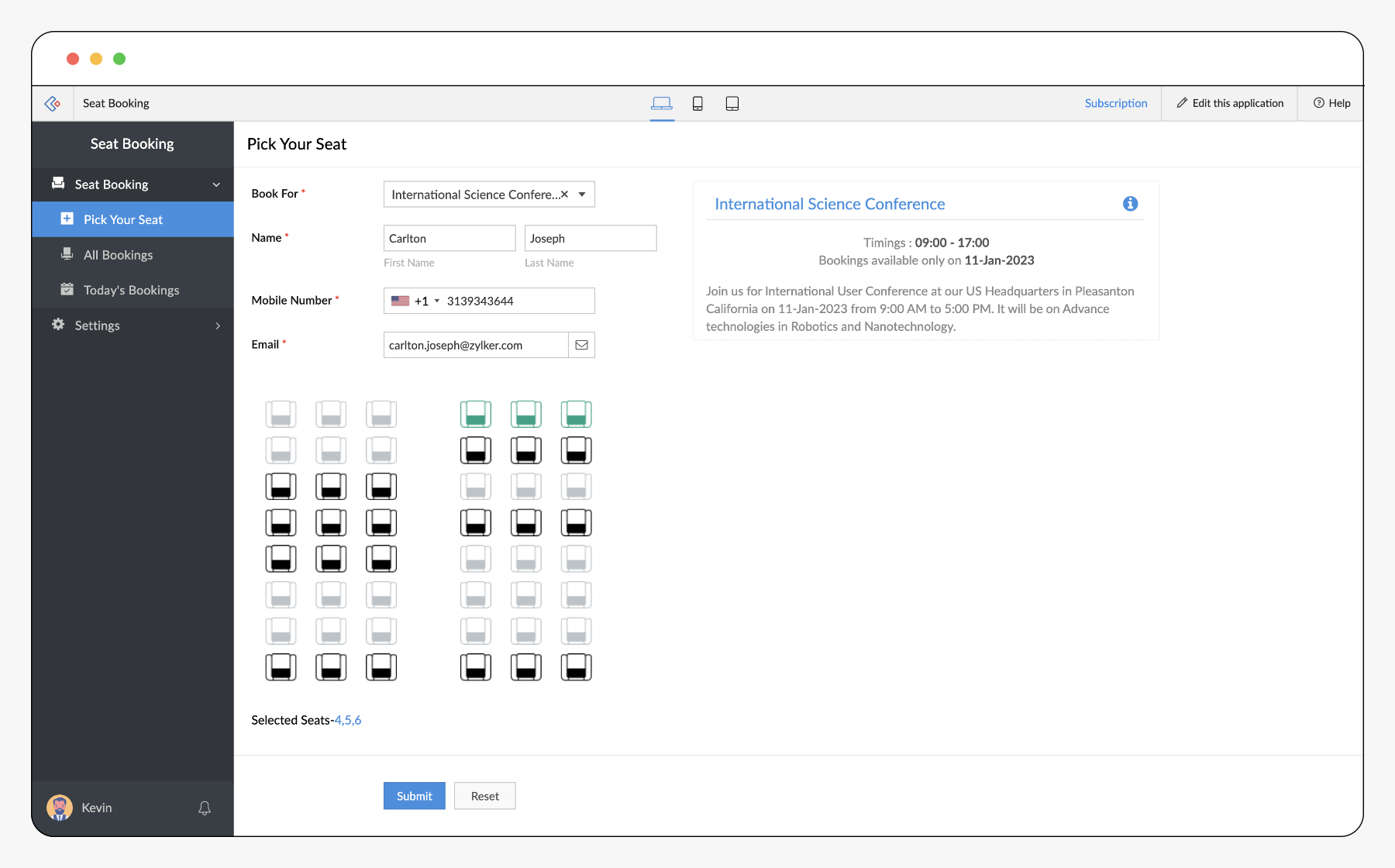 Free Online Seat Booking Software Zoho Creator