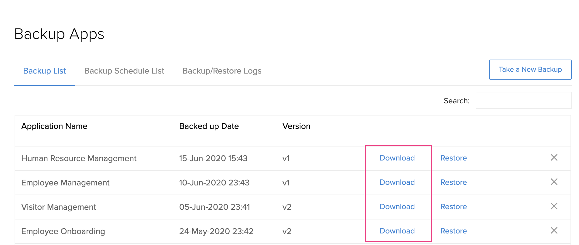 Backup and restore your apps