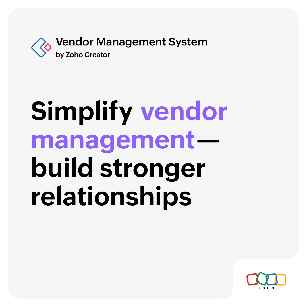 Cloud-based vendor management software | Zoho Creator Cloud-based vendor management software | Zoho Creator