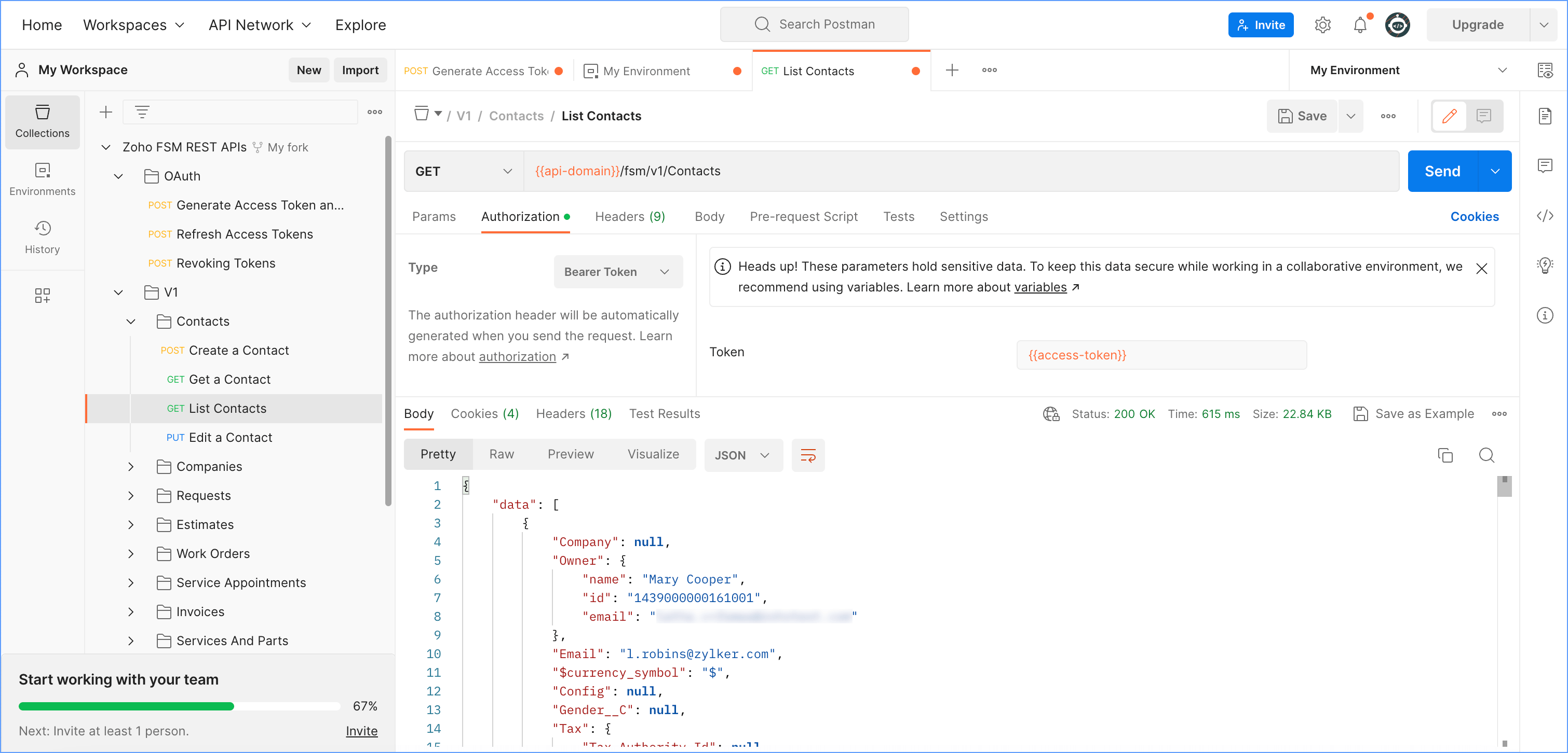 API Collection | Online Help - Zoho FSM