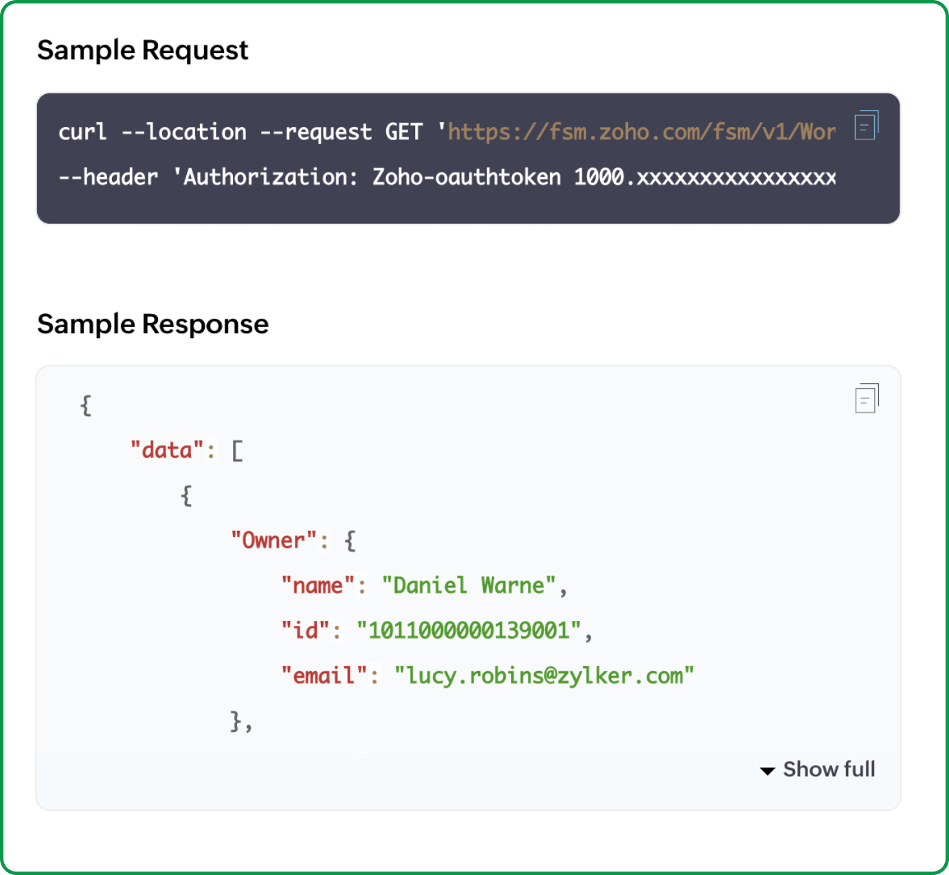REST APIs for Zoho FSM REST APIs for Zoho FSM