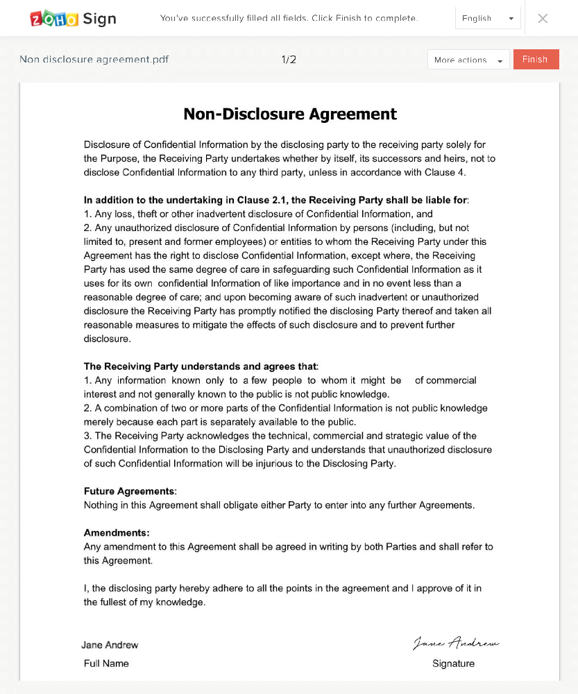 Zoho Sign : Digital signature application for business signatories
