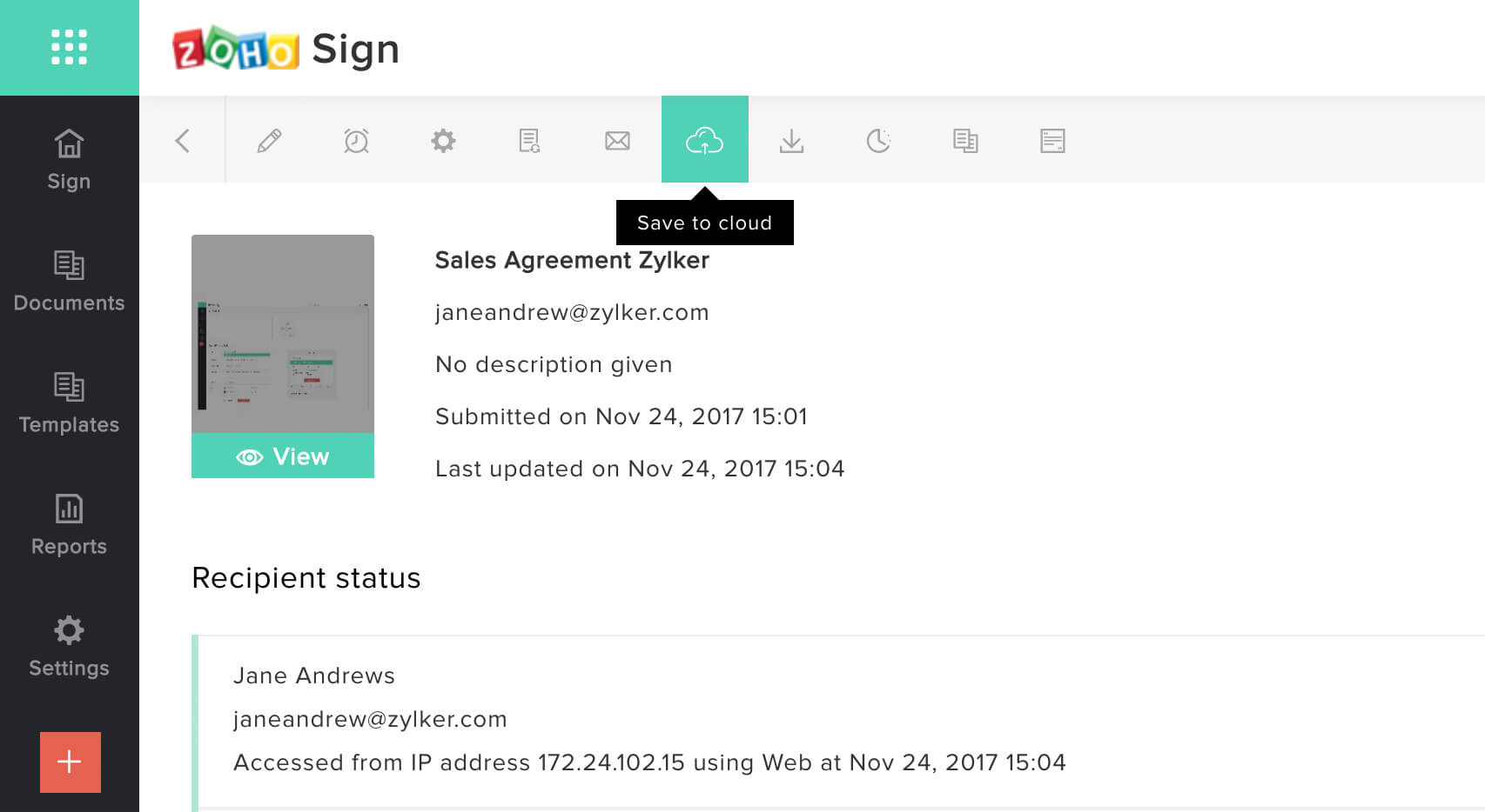 Zoho Sign : Digital signature application for business signatories