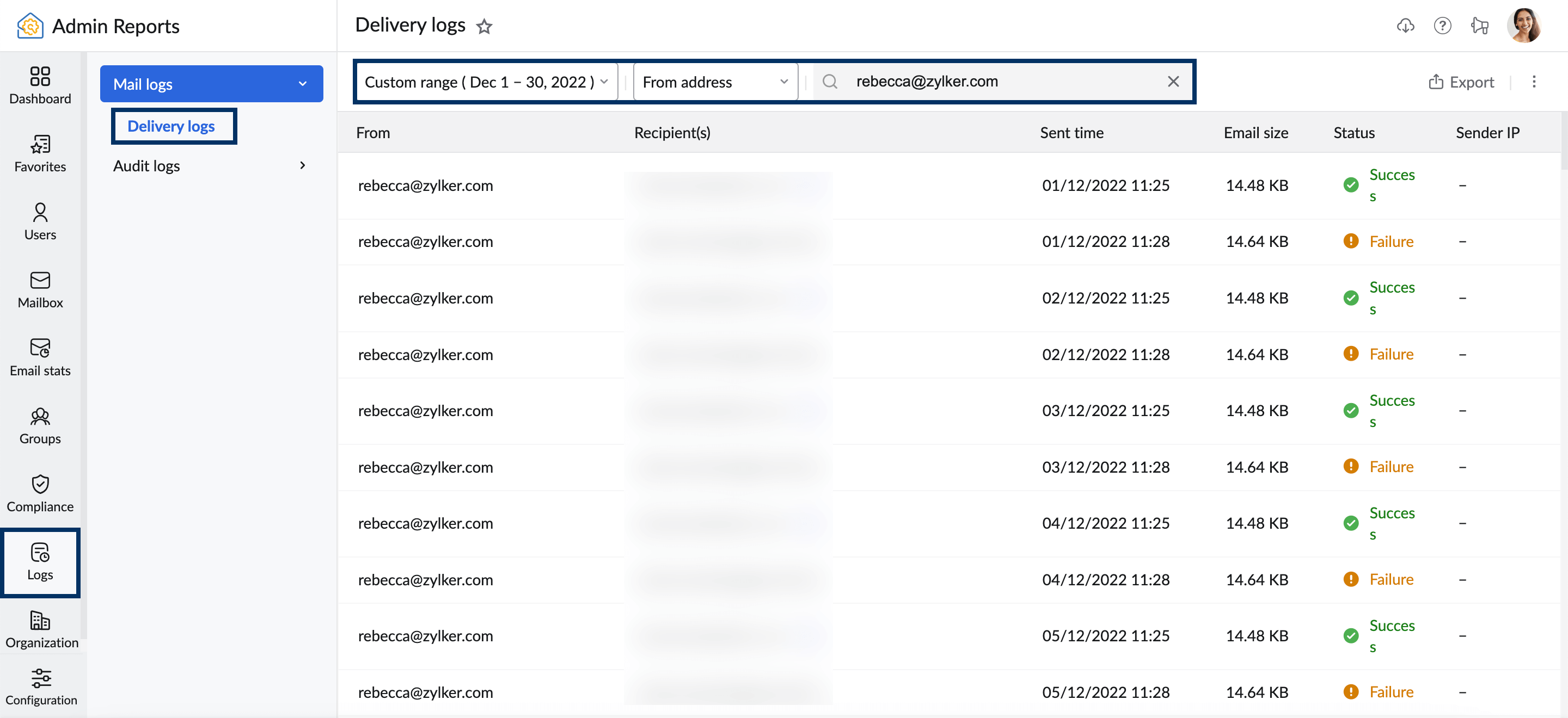 Audit logs in Admin Reports | Zoho Mail