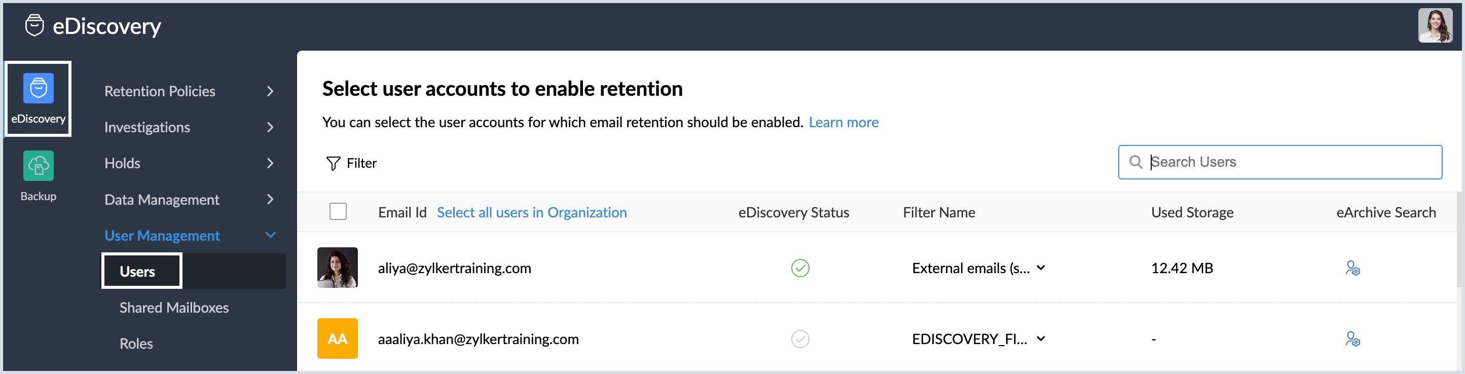 Manage email retention and eDiscovery | Zoho Mail