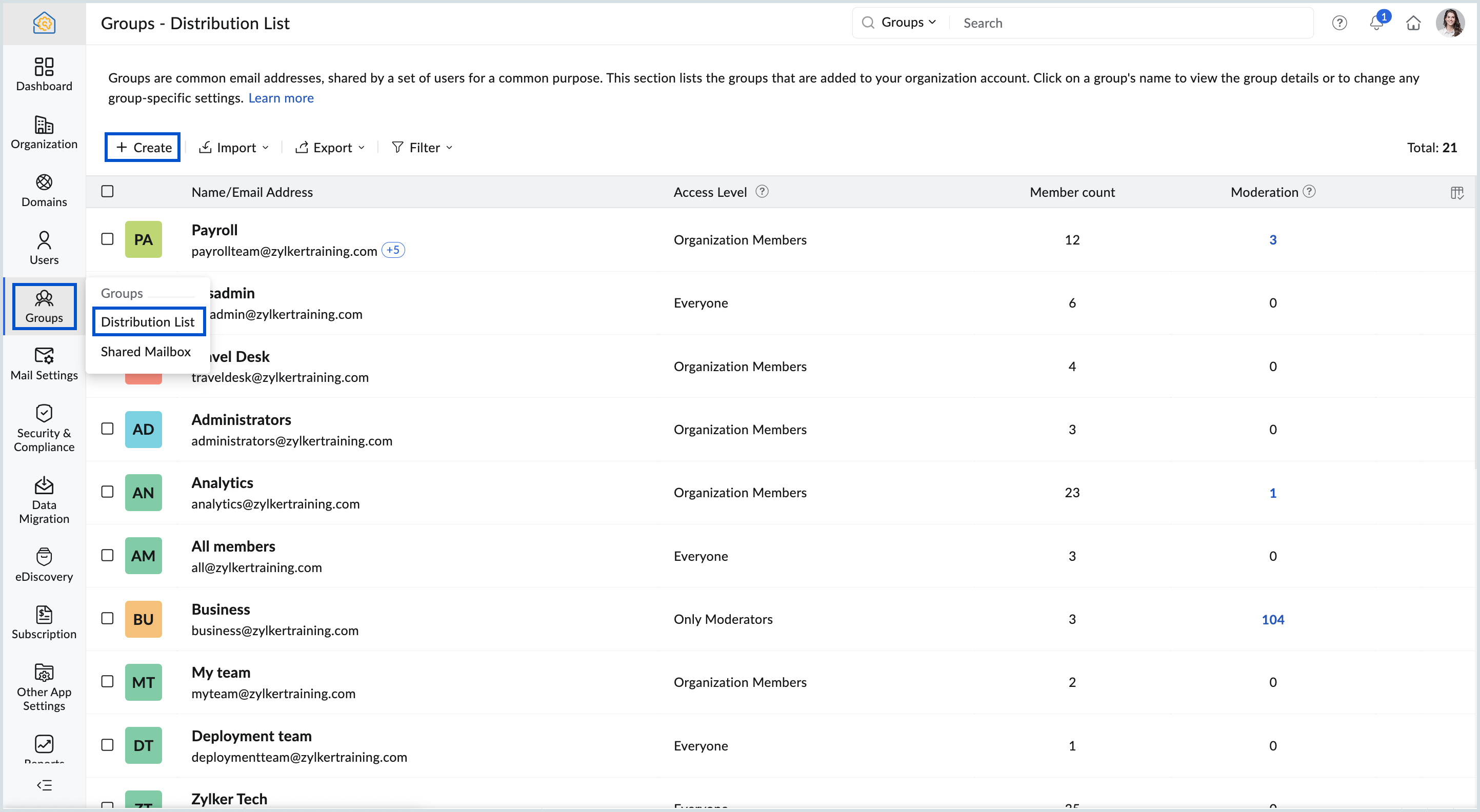 Shared Mailbox Admin Settings Zoho Mail