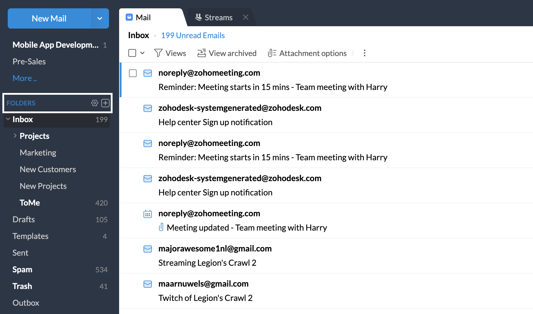 Folder Settings For Mails In Your Zoho Mailbox
