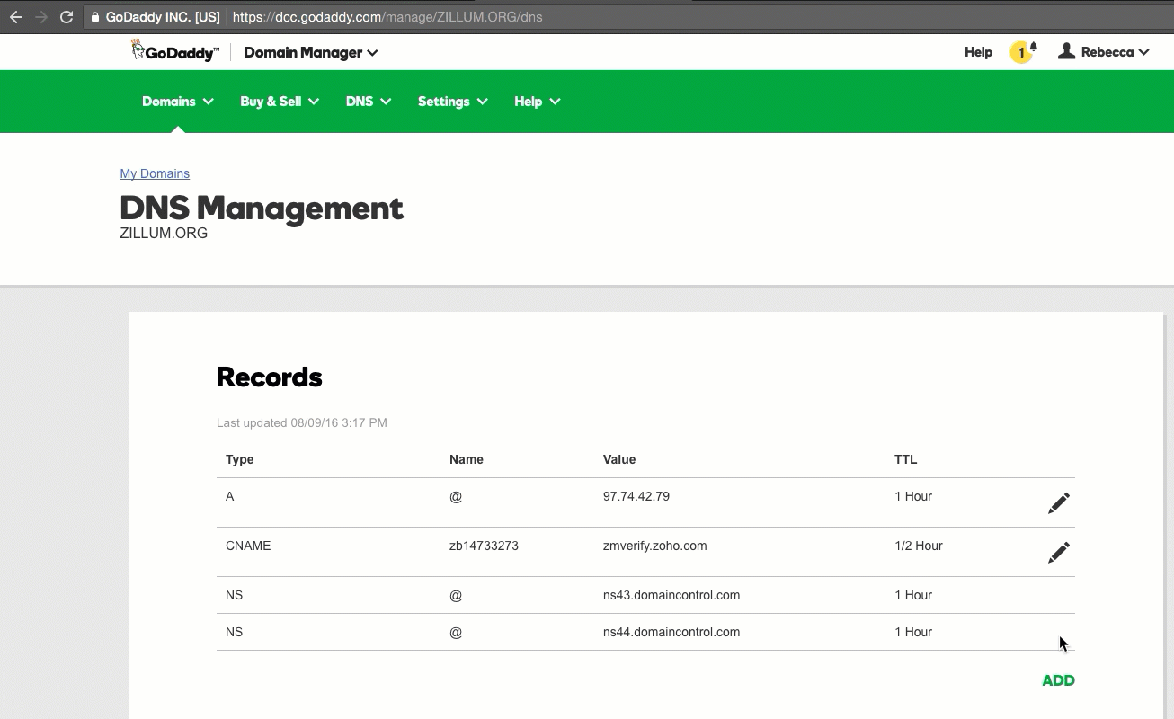 GoDaddy DNS Zoho Mail CNAME MX GoDaddy DNS Zoho Mail CNAME MX