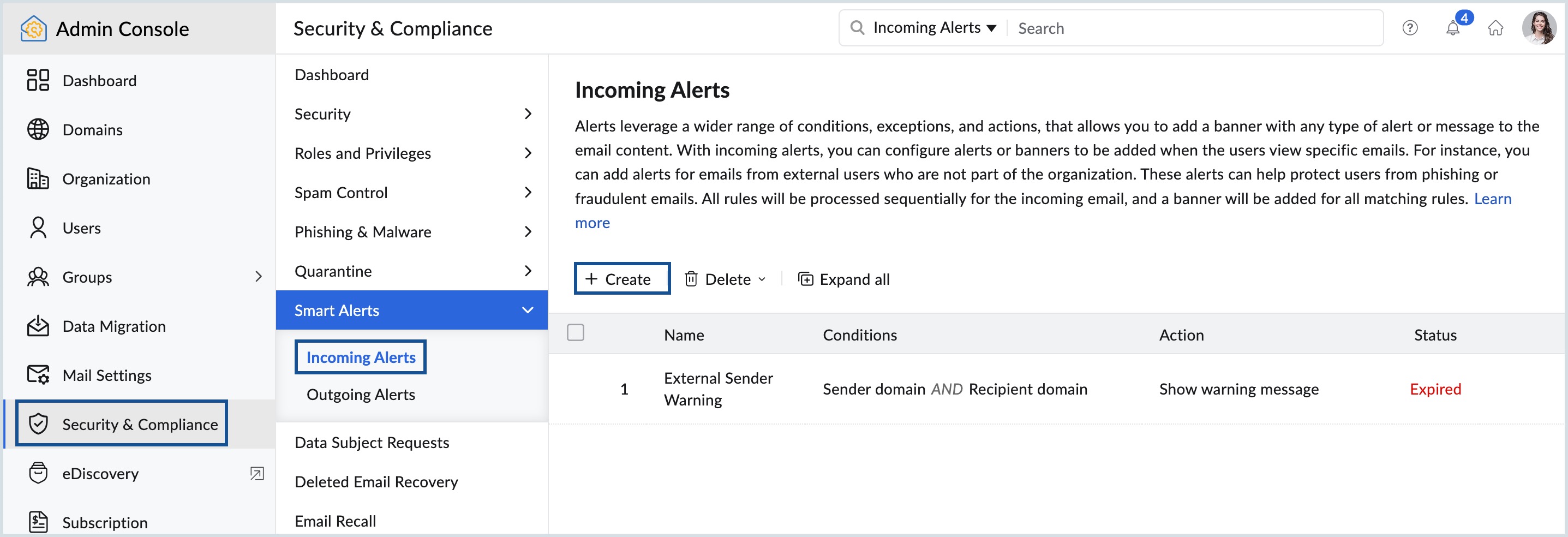 Incoming Alerts | Zoho Mail