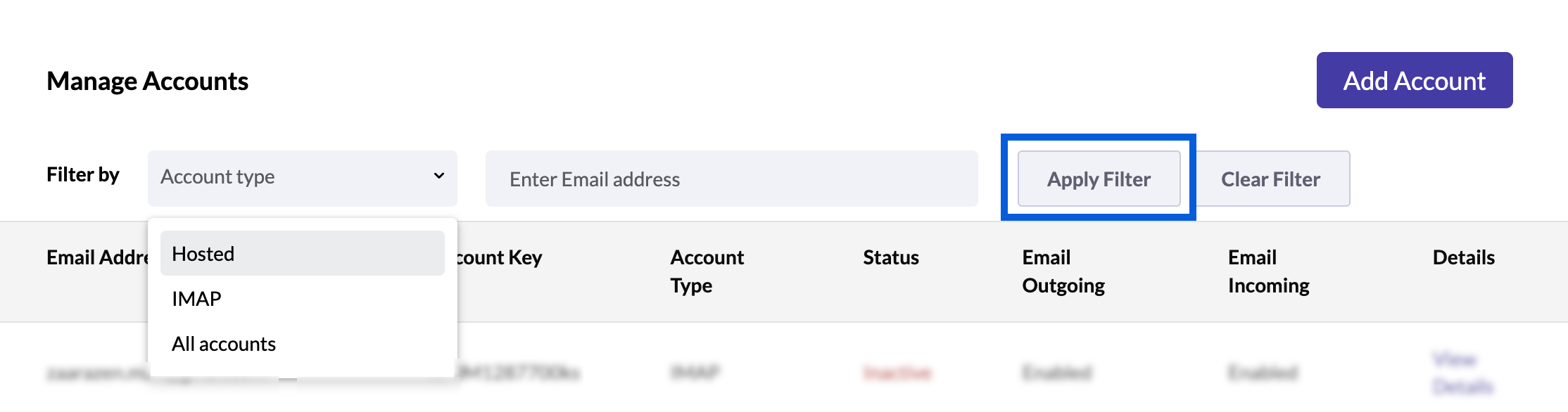 Accounts in Mail360