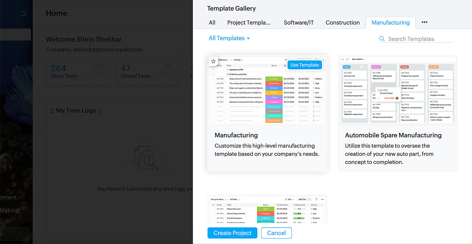 Manufacturing Project Management Plan Templates – Zoho Projects