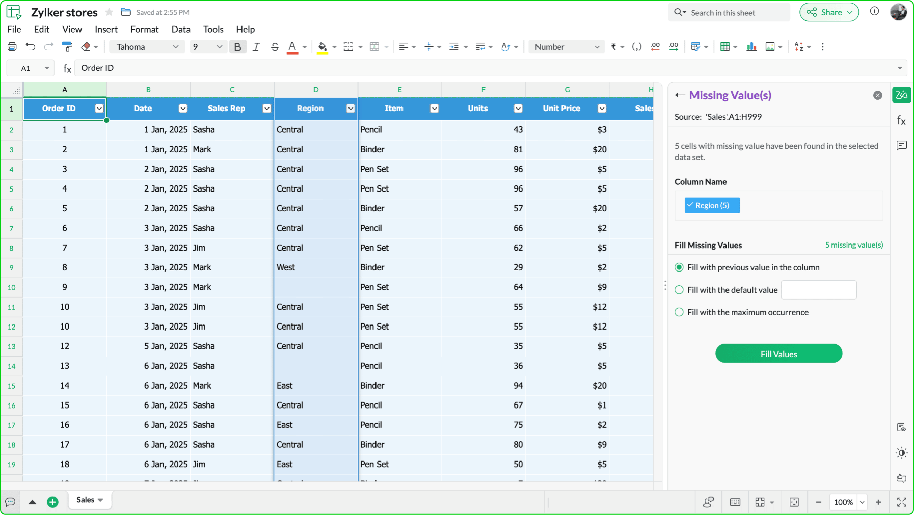 Planilhas Online Para Empresas Zoho Sheet