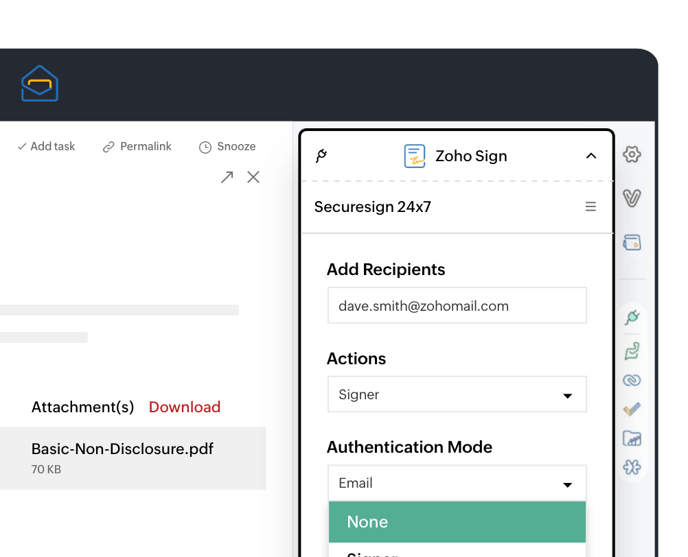 Digital signature software for business mailbox | Zoho Sign for Zoho Mail Digital signature software for business mailbox | Zoho Sign for Zoho Mail