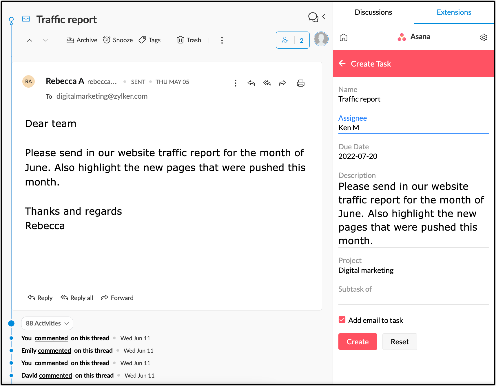 Asana extension | Zoho TeamInbox Asana extension | Zoho TeamInbox