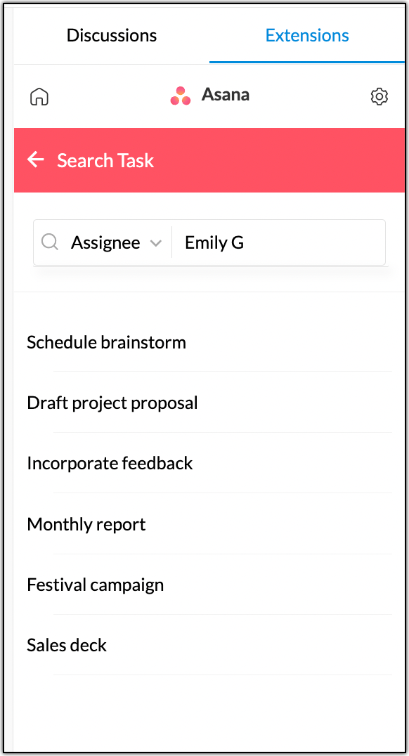 Asana extension | Zoho TeamInbox
