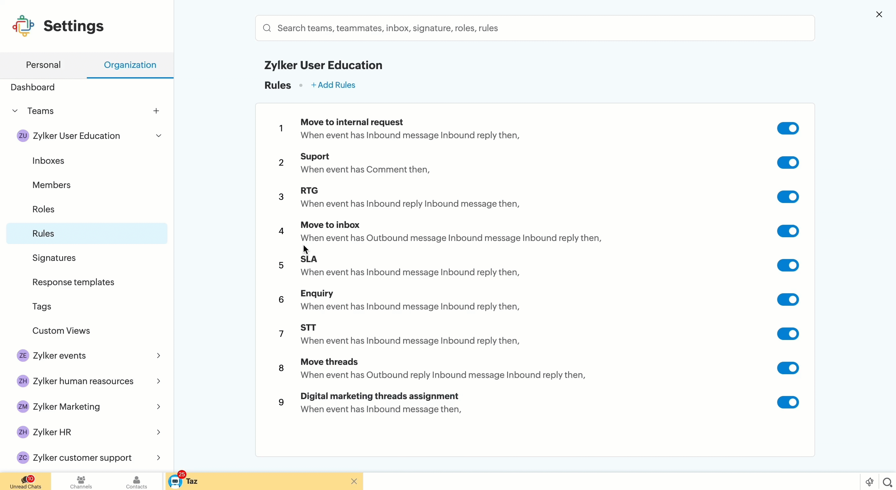 Setting Up Rules for Teams | Zoho TeamInbox