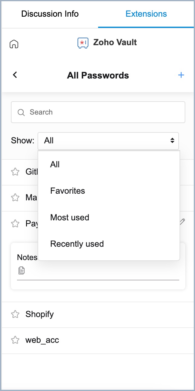Integration with Zoho Vault | Zoho TeamInbox Integration with Zoho Vault | Zoho TeamInbox