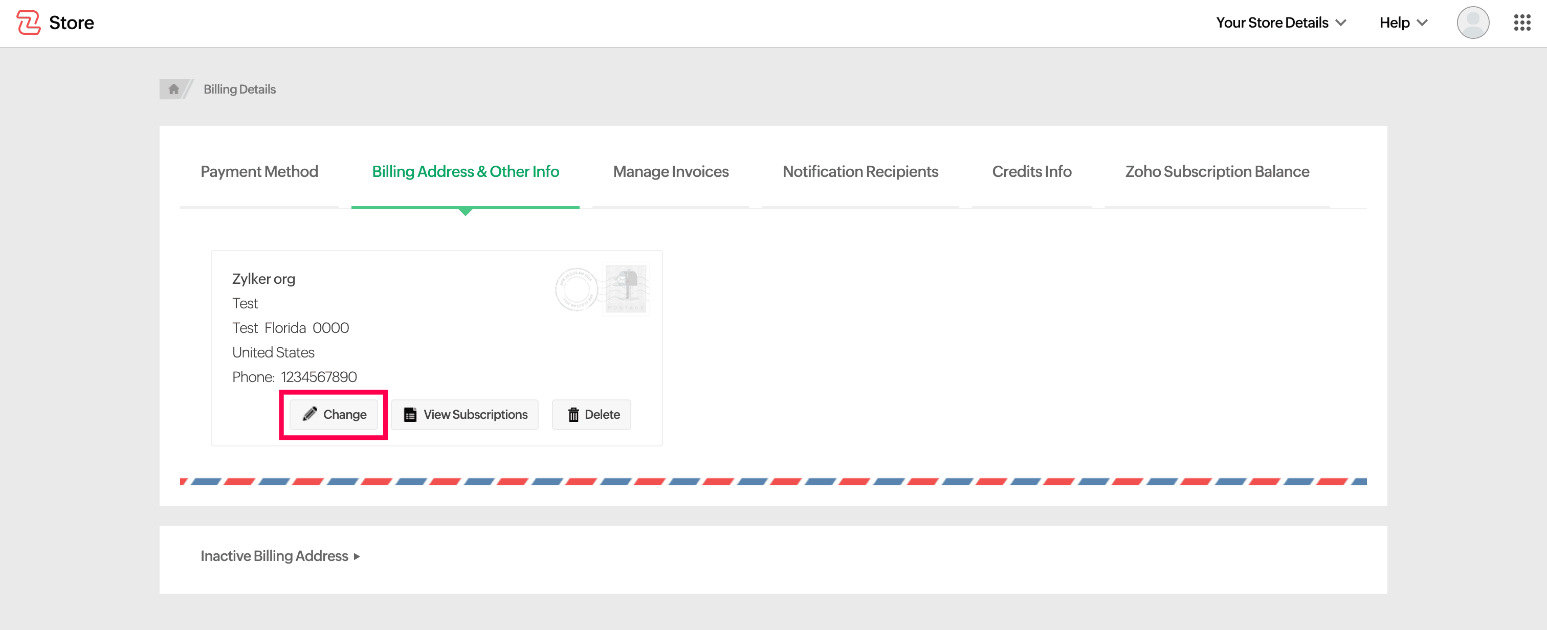 Update Card & Address Details