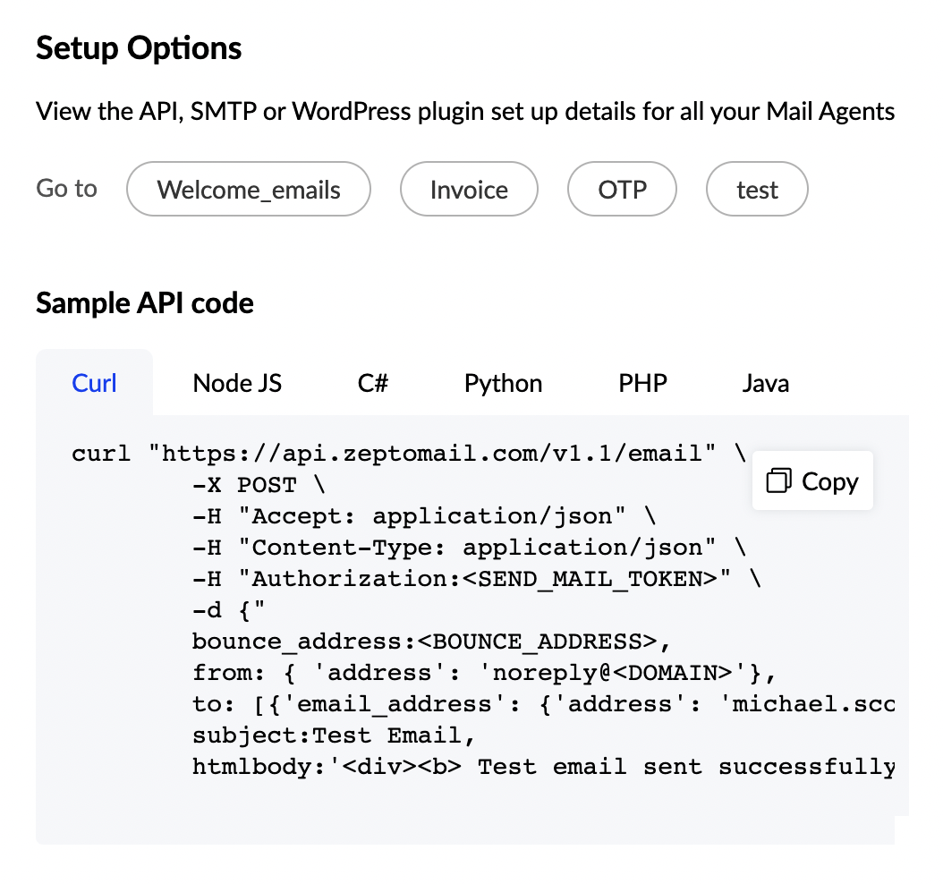 Account Dashboard | ZeptoMail