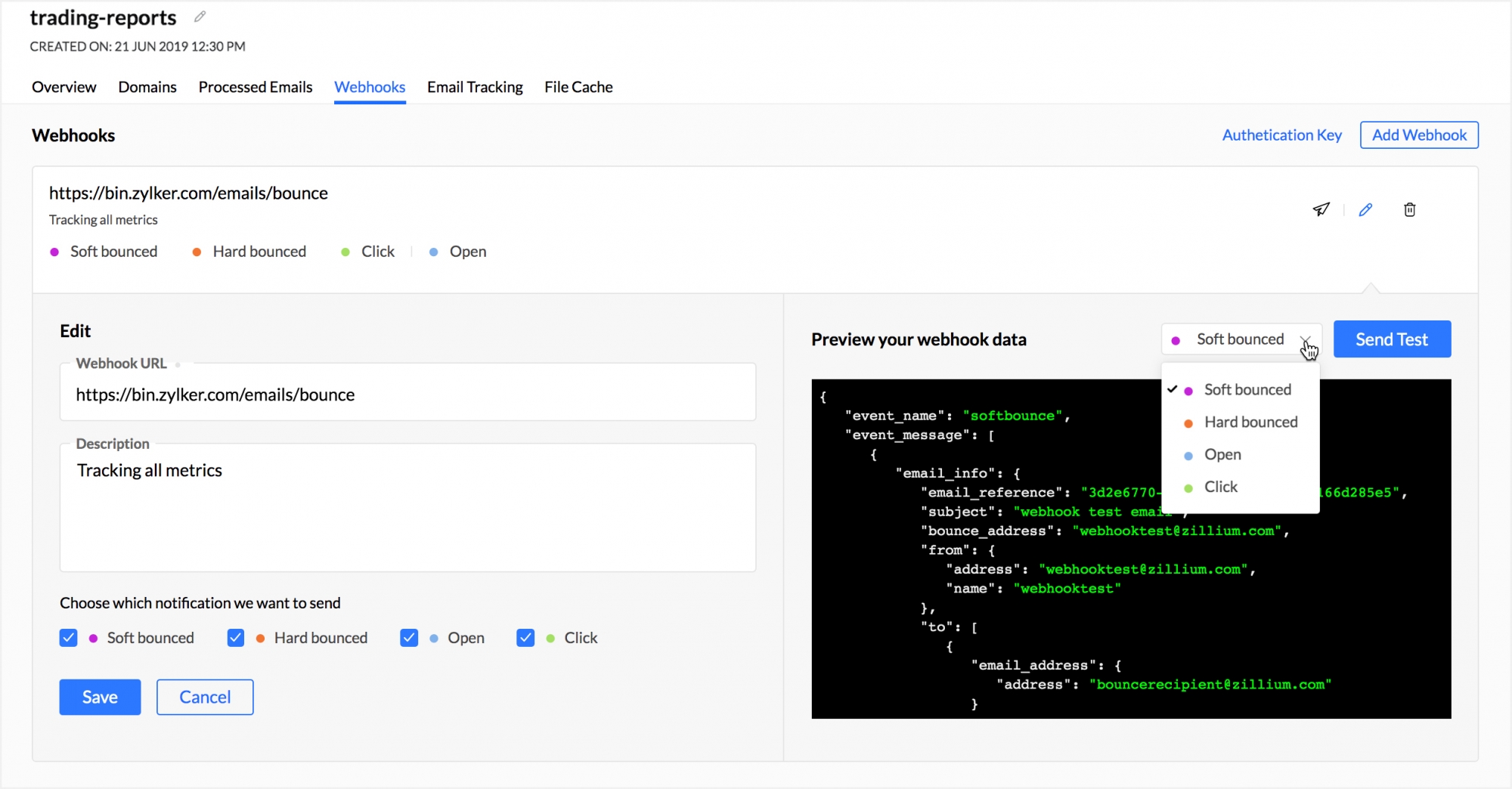 Webhooks Setup in Mail Agent | Zoho ZeptoMail