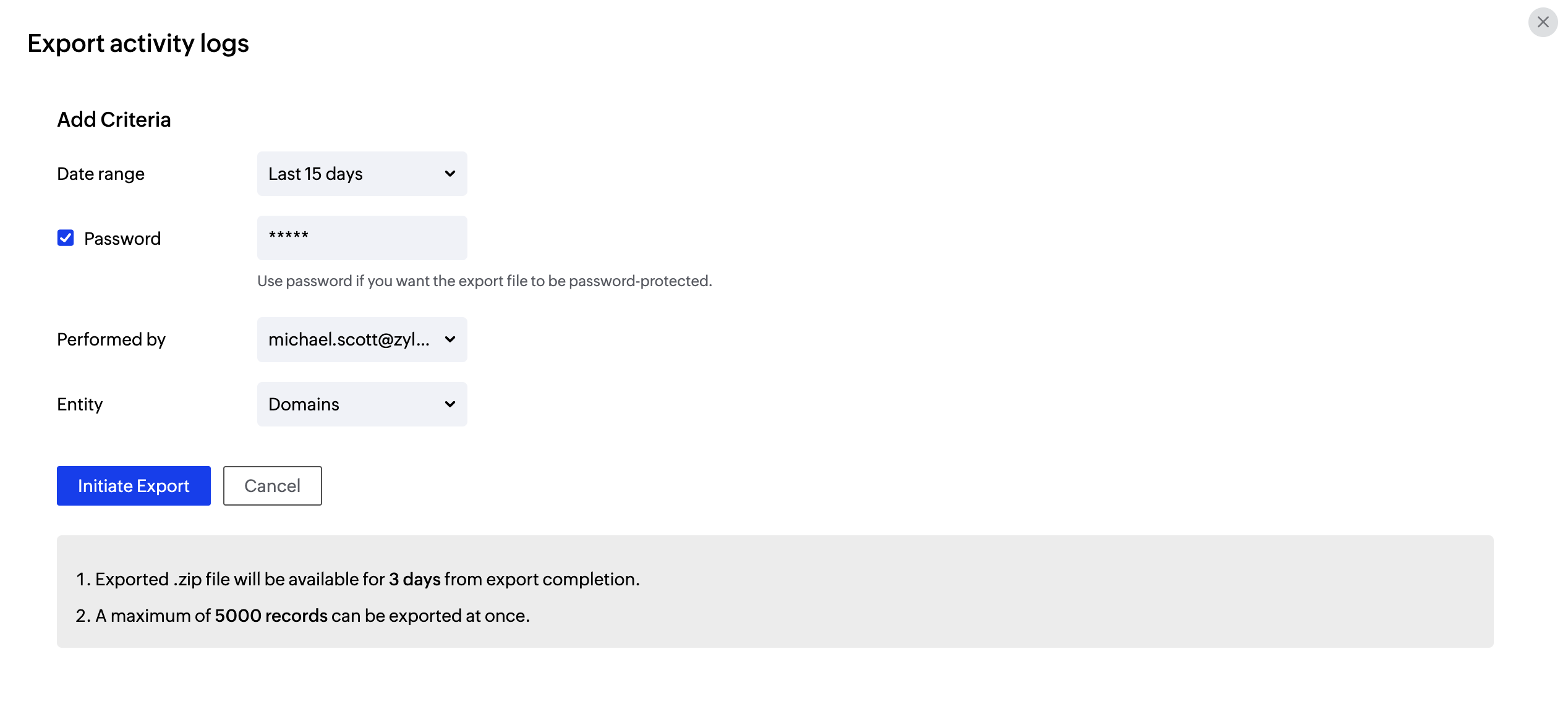 Activity Logs | ZeptoMail