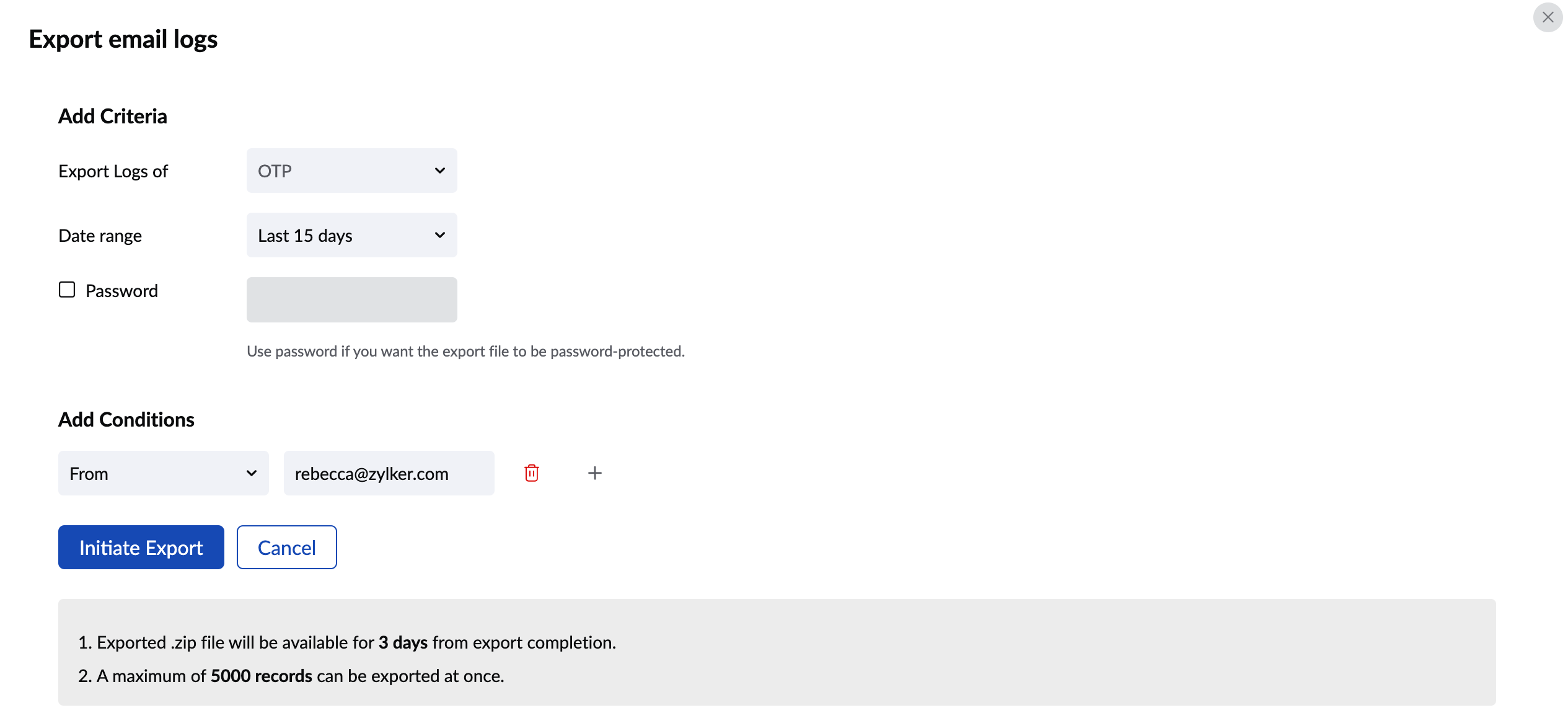 Processed Emails | Triggered Email Logs | Zoho ZeptoMail